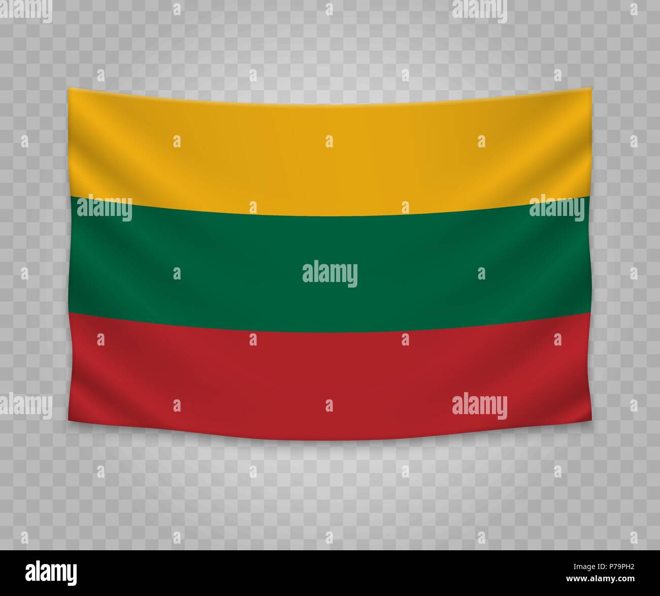 Realistic hanging flag of Lithuania. Empty fabric banner illustration ...