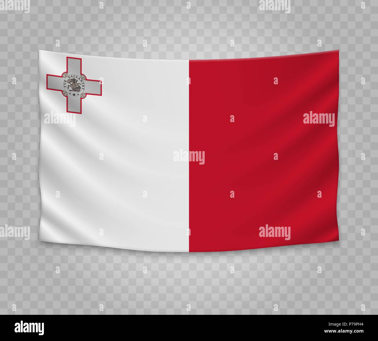 Realistic hanging flag of Malta. Empty fabric banner illustration ...