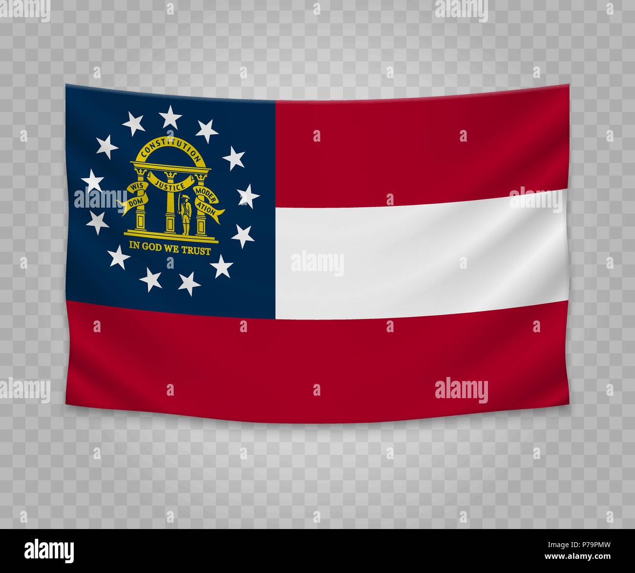 Realistic hanging flag of Georgia. State of USA. Empty fabric banner ...