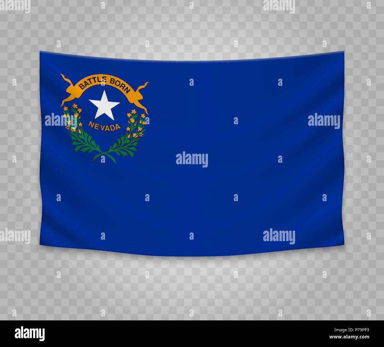 Realistic hanging flag of Nevada. State of USA. Empty fabric banner ...