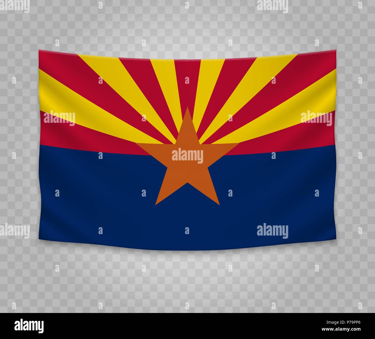 Realistic hanging flag of Arizona. State of USA. Empty fabric banner ...