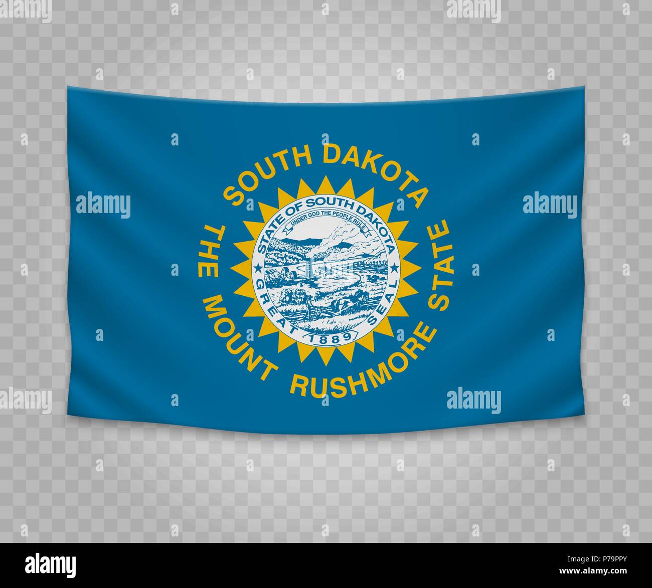 Realistic hanging flag of South Dakota. State of USA. Empty fabric ...