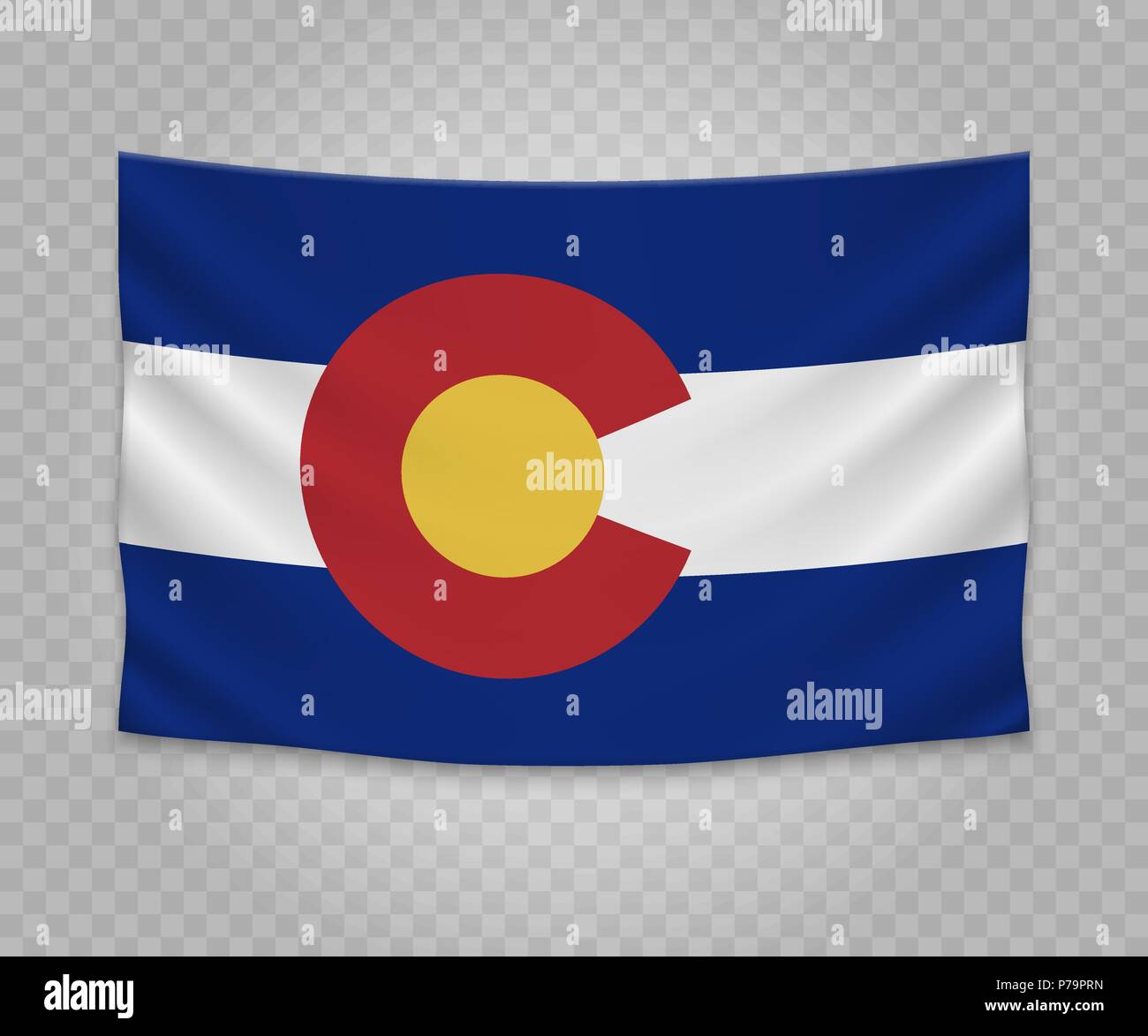 Realistic hanging flag of Colorado. State of USA. Empty fabric banner ...