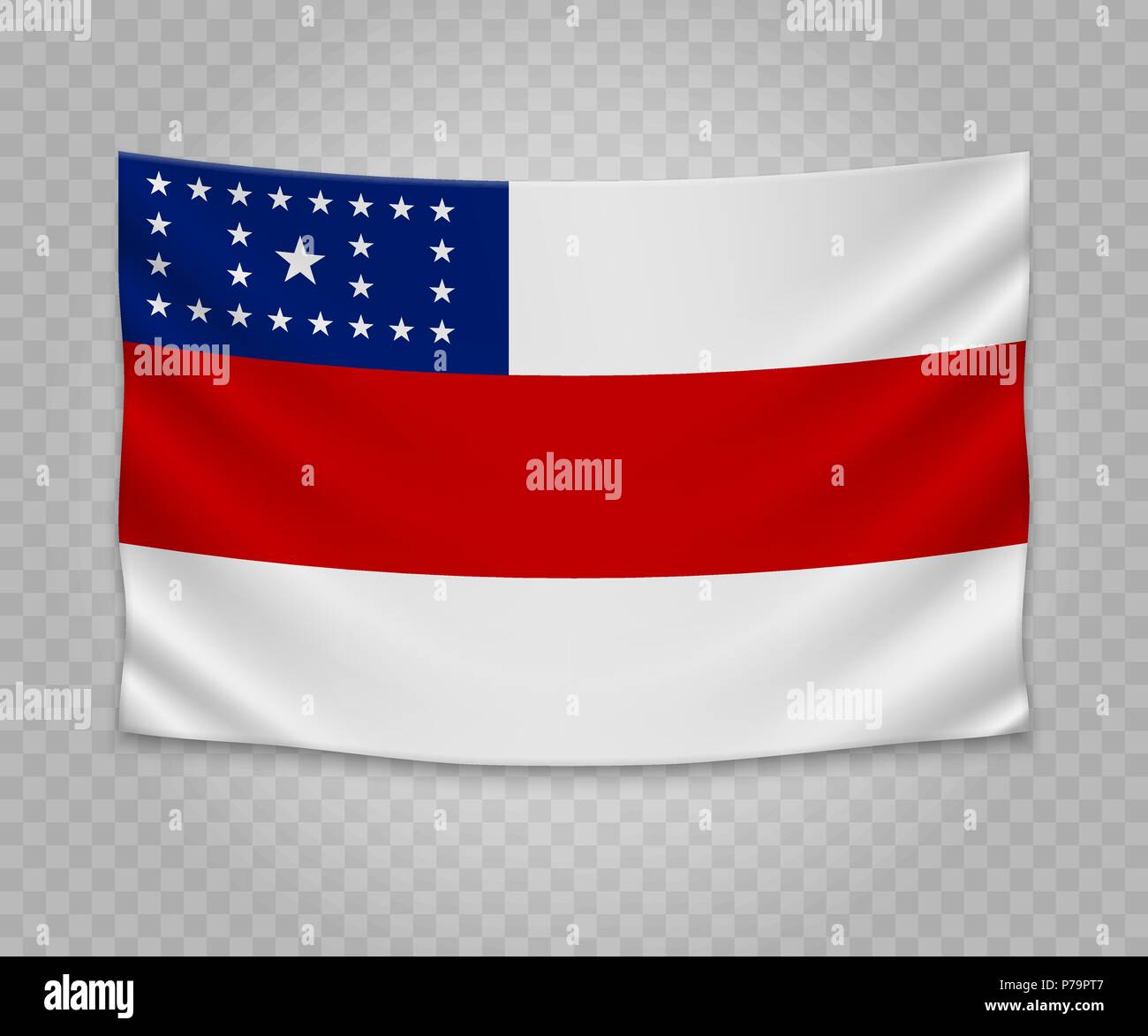 Realistic hanging flag of Amazonas. State of Brazil. Empty fabric ...
