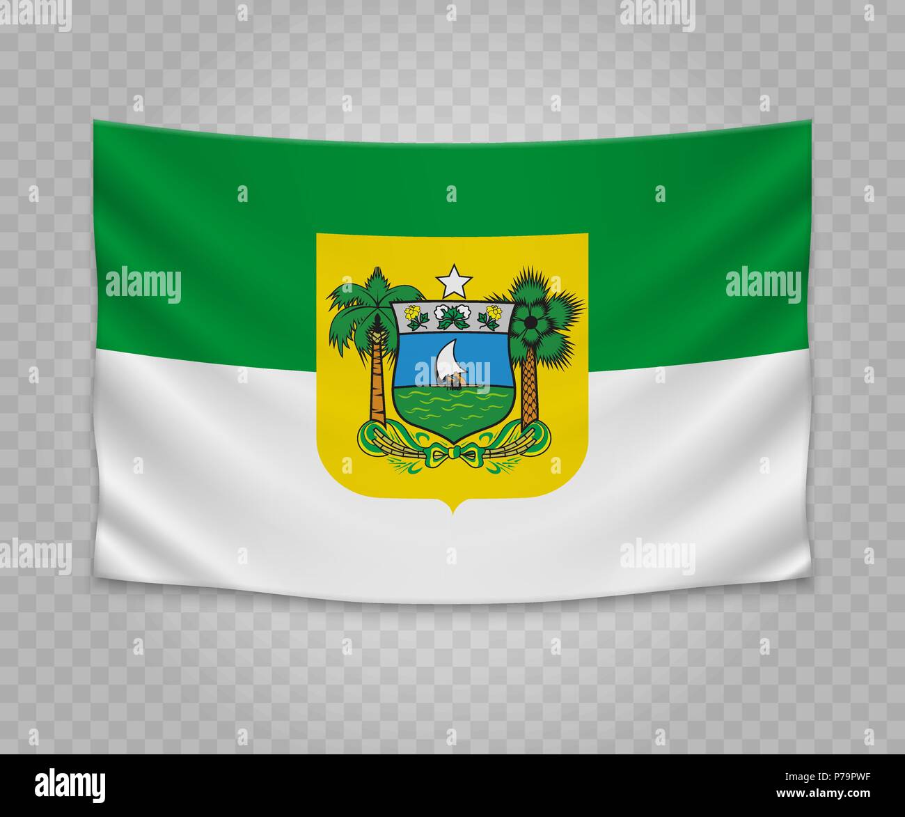 Realistic hanging flag of Rio Grande do Norte. State of Brazil. Empty ...