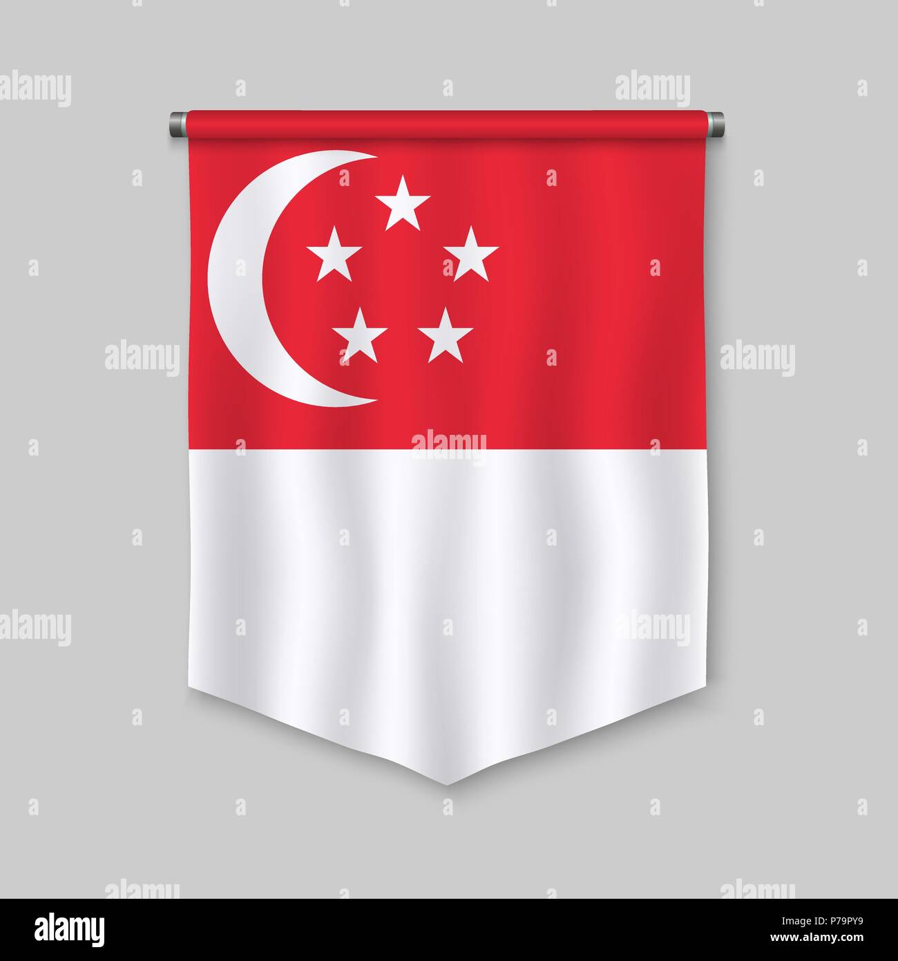 3d realistic pennant with flag of Singapore Stock Vector Image & Art ...