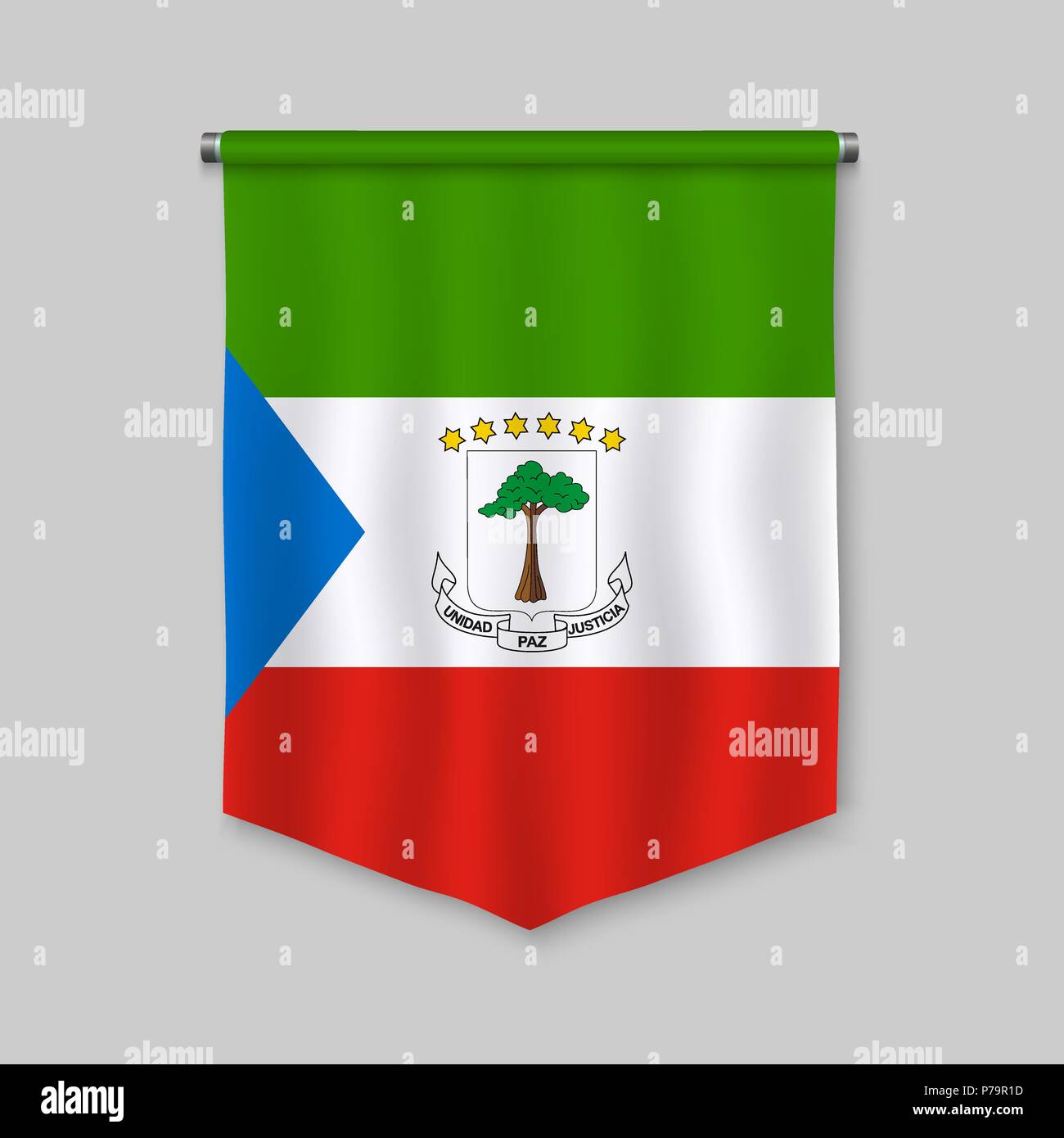 3d realistic pennant with flag of Equatorial Guinea Stock Vector Image & Art - Alamy