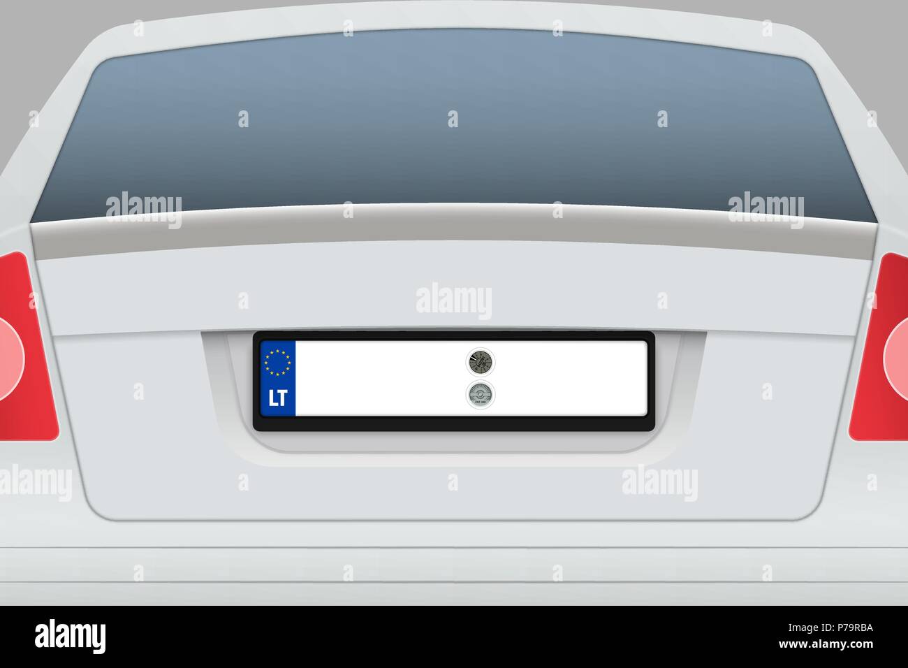 Car Back View with number plate. Vehicle registration plates of ...