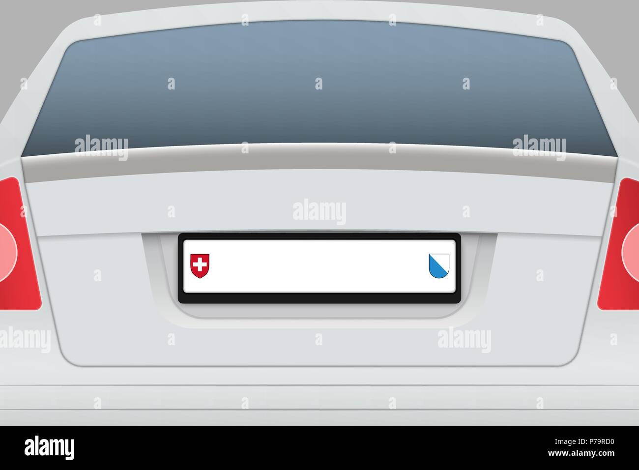 Car Back View with number plate. Vehicle registration plates of ...