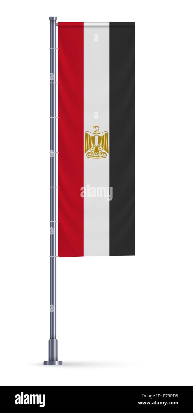 Vertical flag of Egypt hanging on a silver metallic pole Stock Vector ...