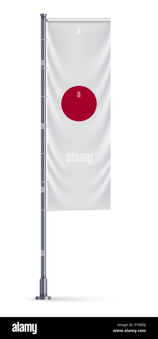 Vertical flag of Japan hanging on a silver metallic pole Stock Vector ...