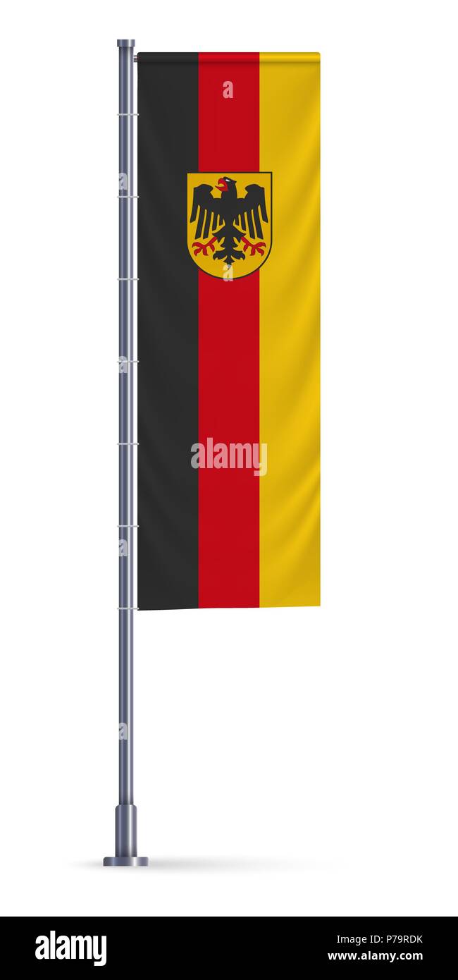 Vertical flag of Germany hanging on a silver metallic pole Stock Vector ...
