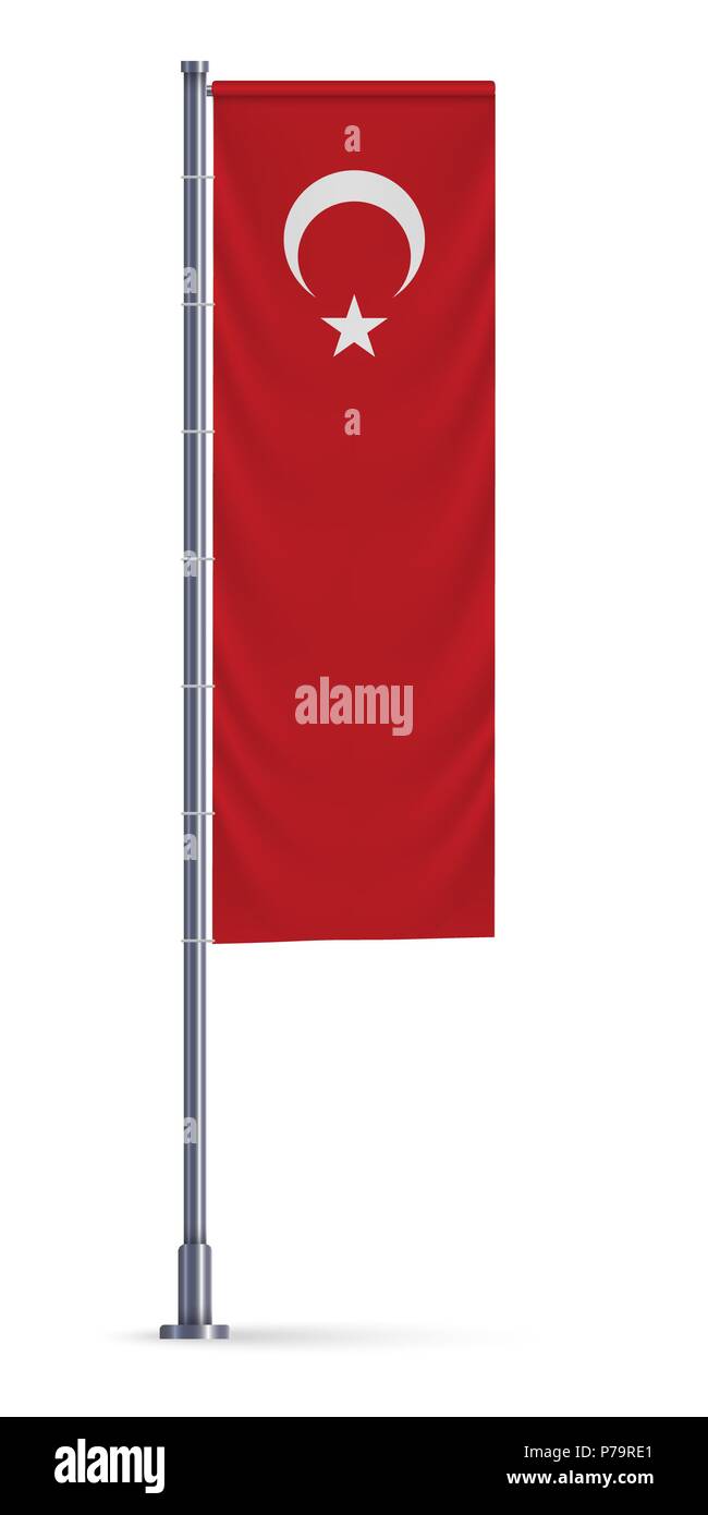 Vertical flag of Turkey hanging on a silver metallic pole Stock Vector ...
