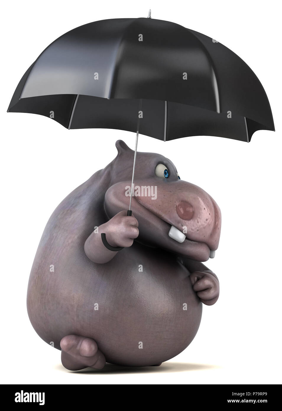 Fun hippo - 3D Illustration Stock Photo - Alamy