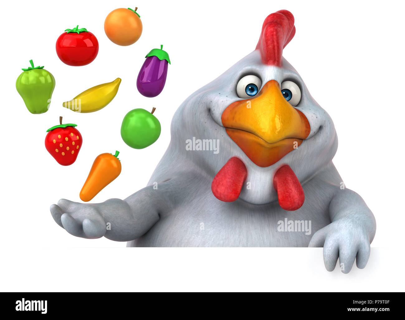 Fun chicken - 3D Illustration Stock Photo - Alamy