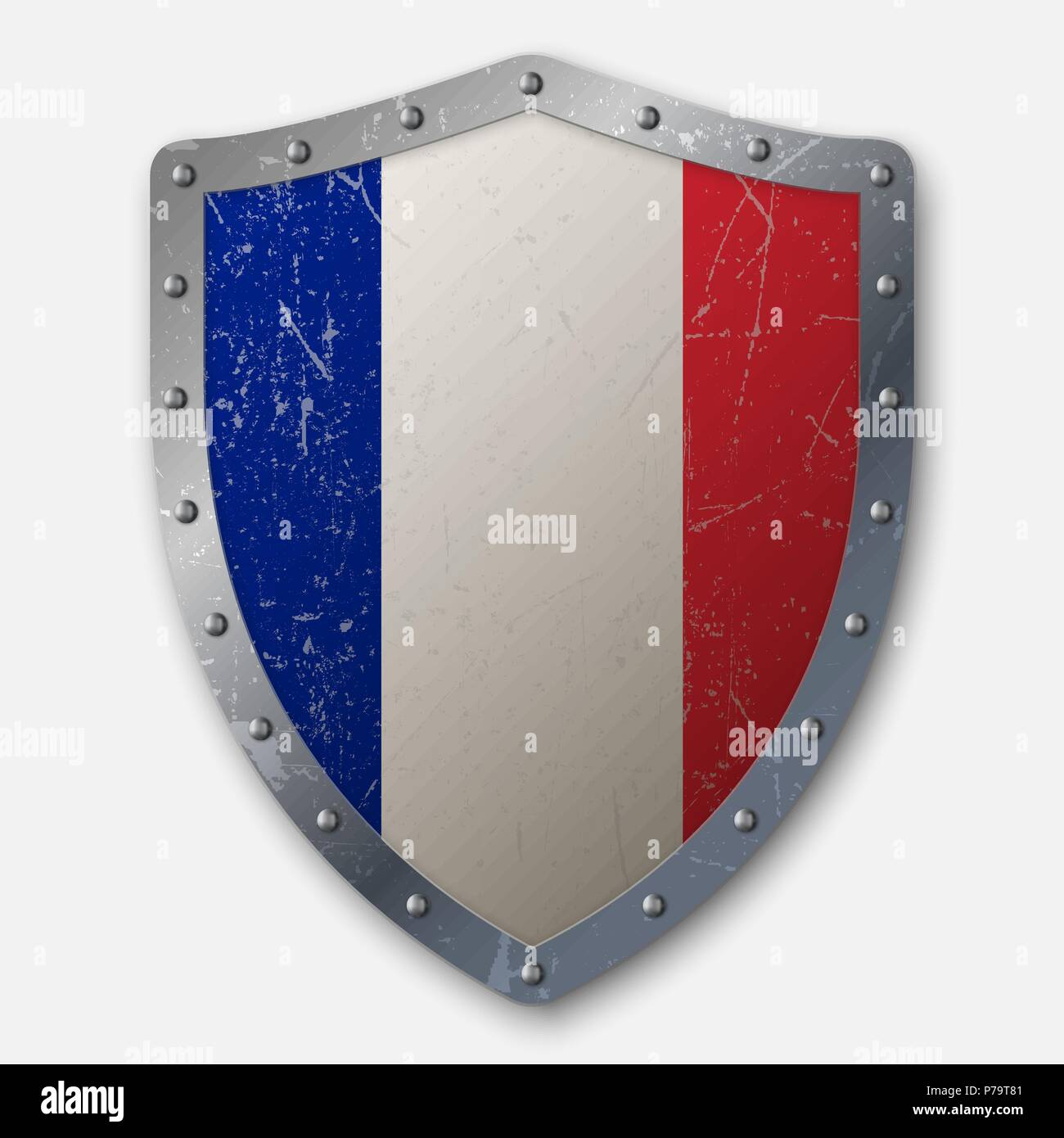 Old Shield with Flag of France. vector illustration Stock Vector Image ...