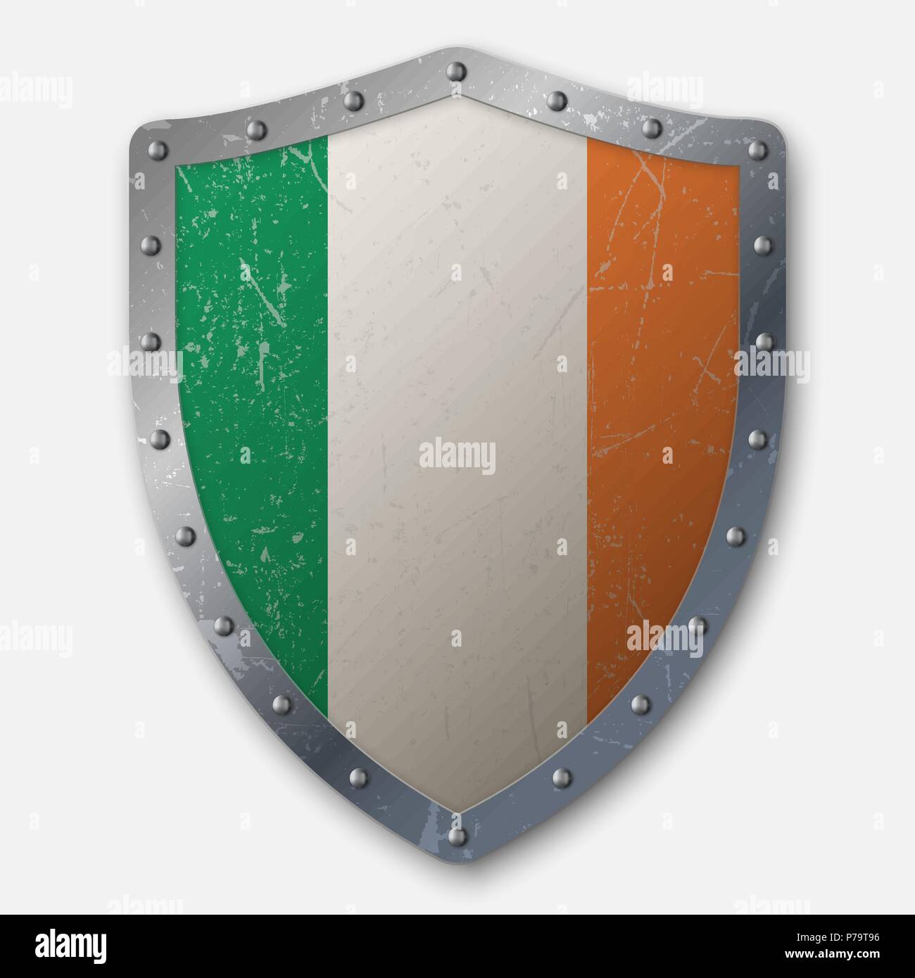 Old Shield with Flag of Ireland. vector illustration Stock Vector Image ...