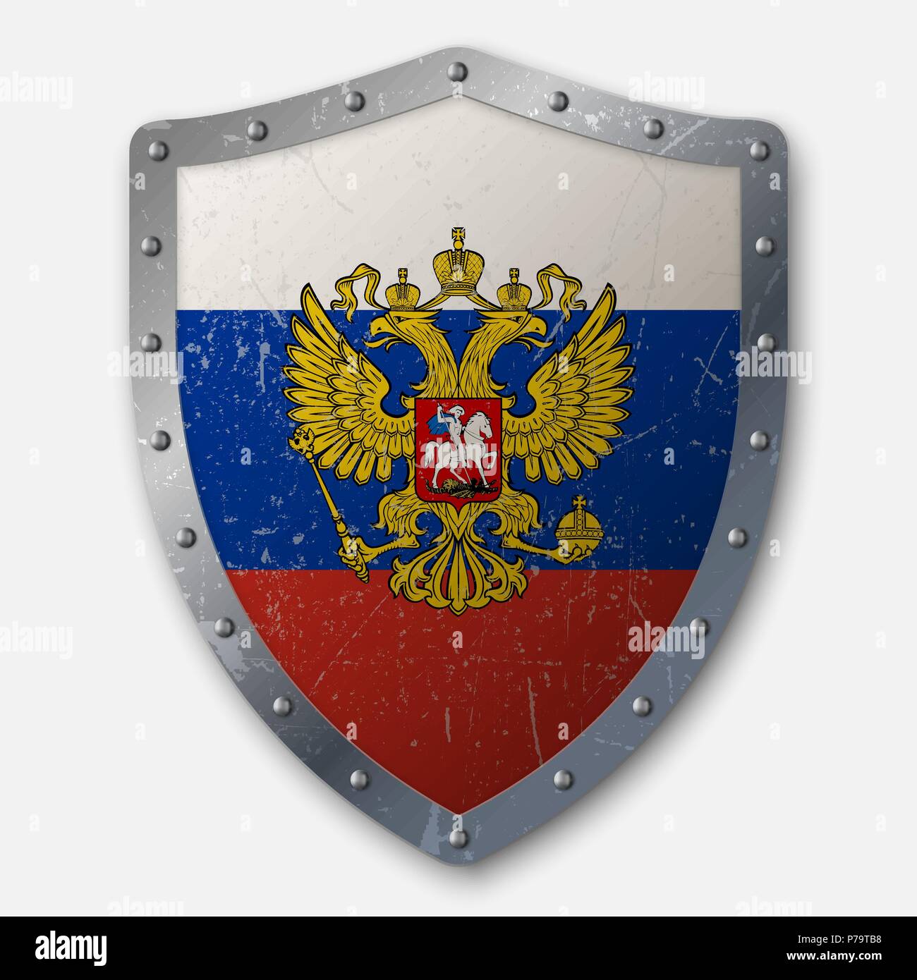 Old Shield with Flag of Russia. vector illustration Stock Vector Image ...