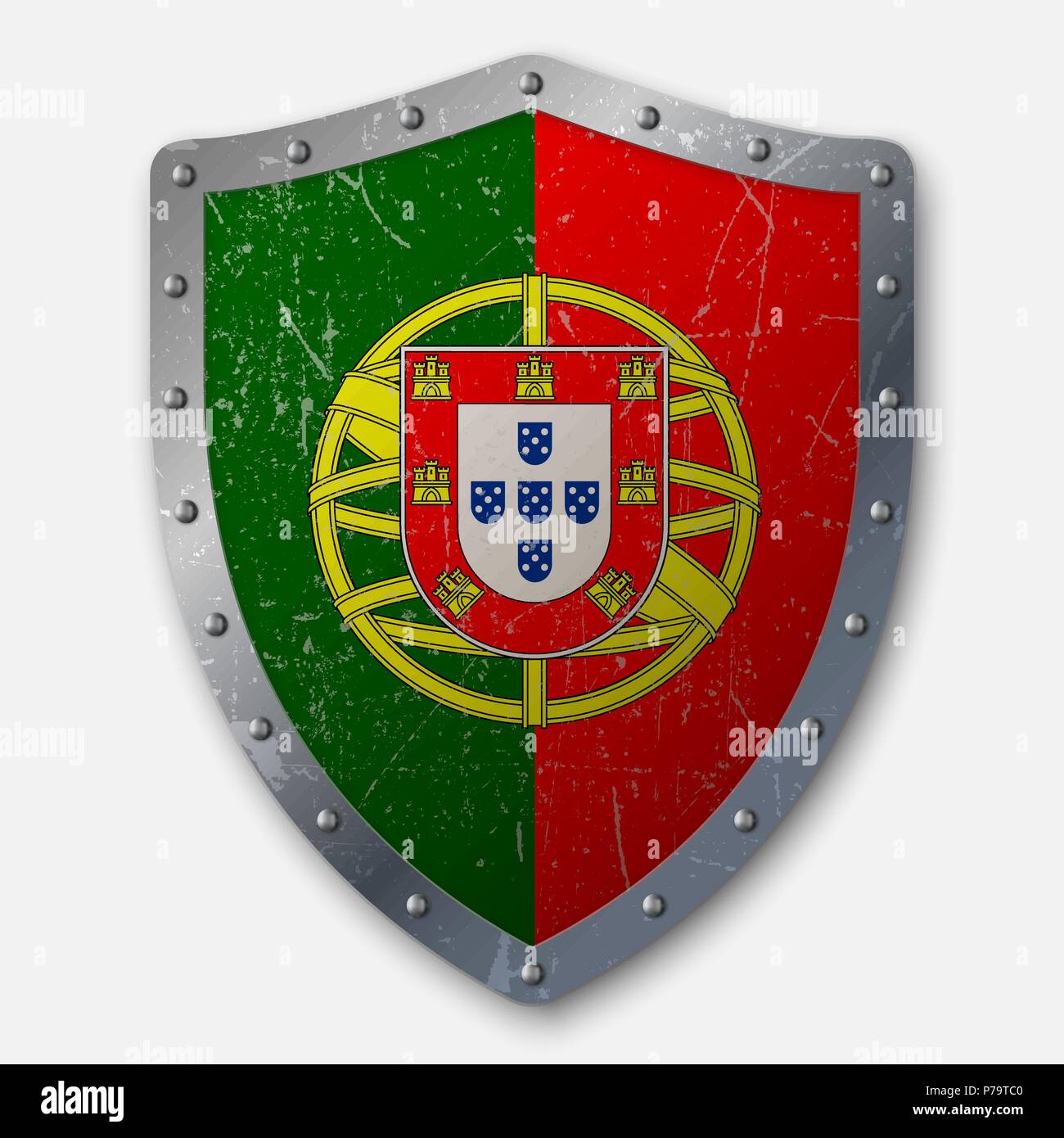 Old Shield with Flag of Portugal. vector illustration Stock Vector Image & Art - Alamy
