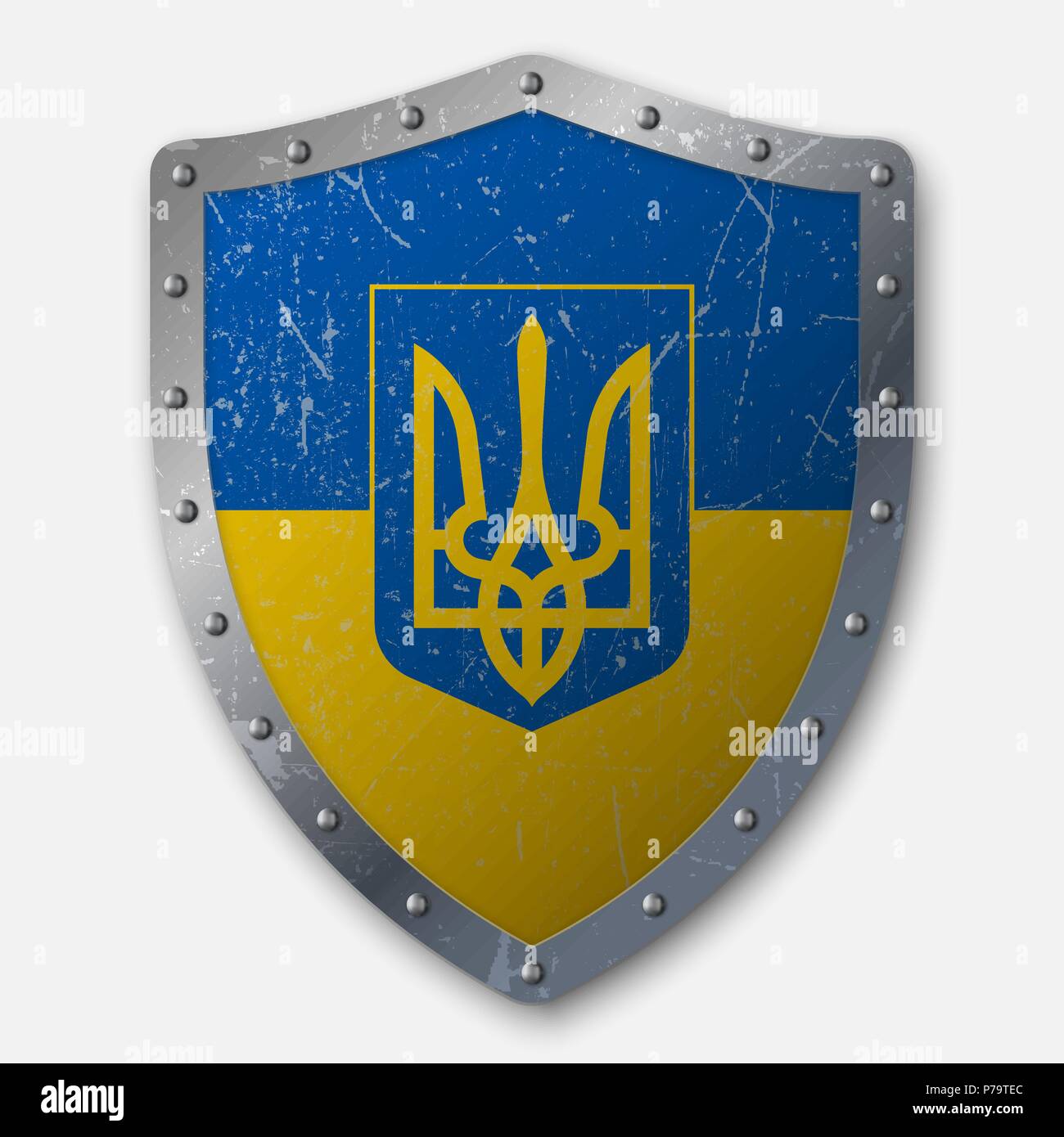 Old Shield with Flag of Ukraine. vector illustration Stock Vector Image ...