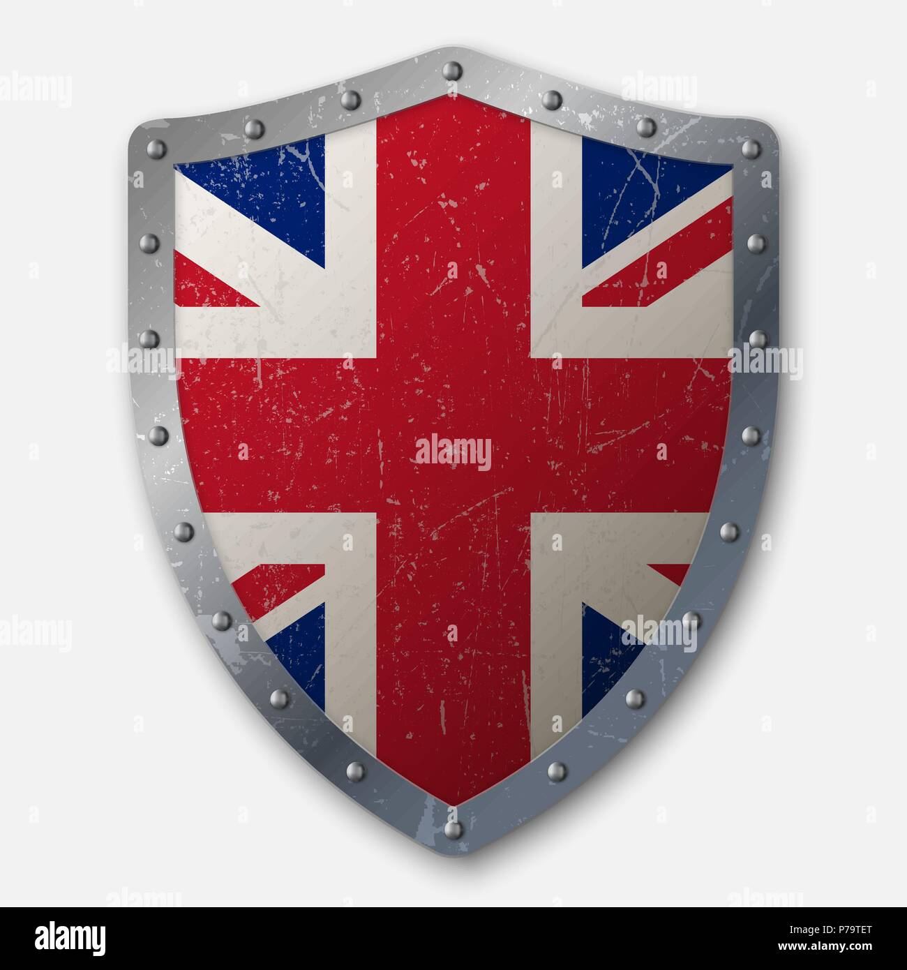 Old Shield with Flag of United Kingdom. vector illustration Stock ...