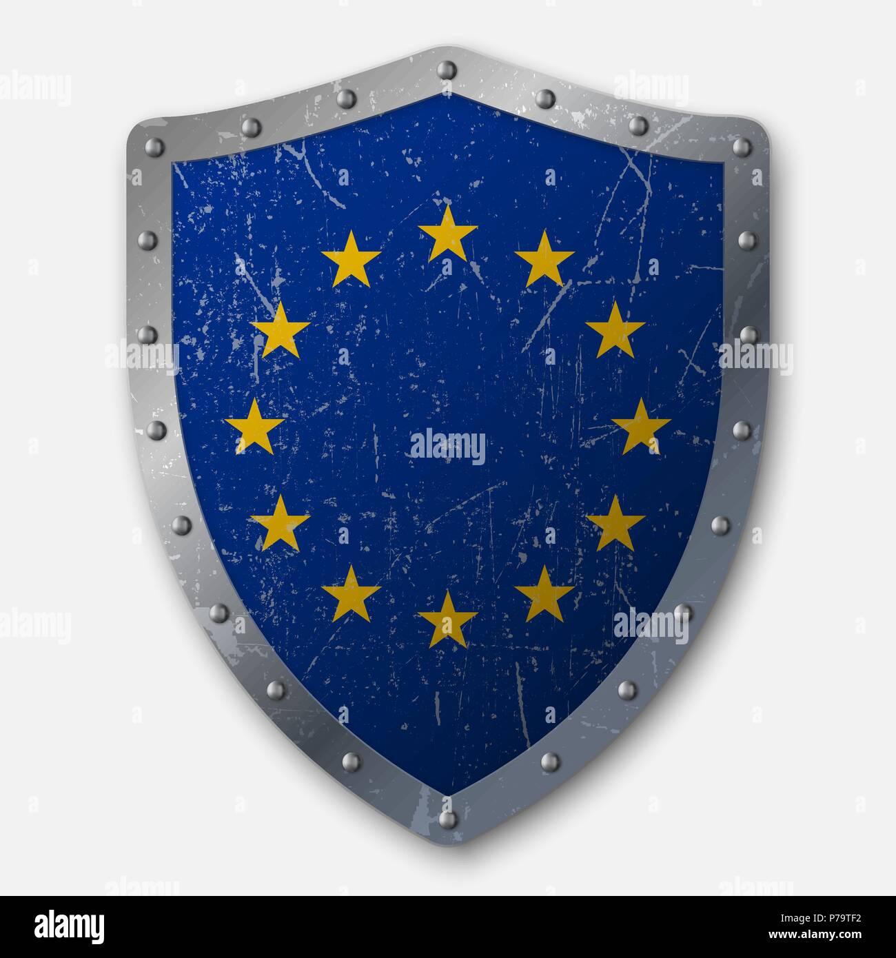 Old Shield with Flag of European Union. vector illustration Stock ...