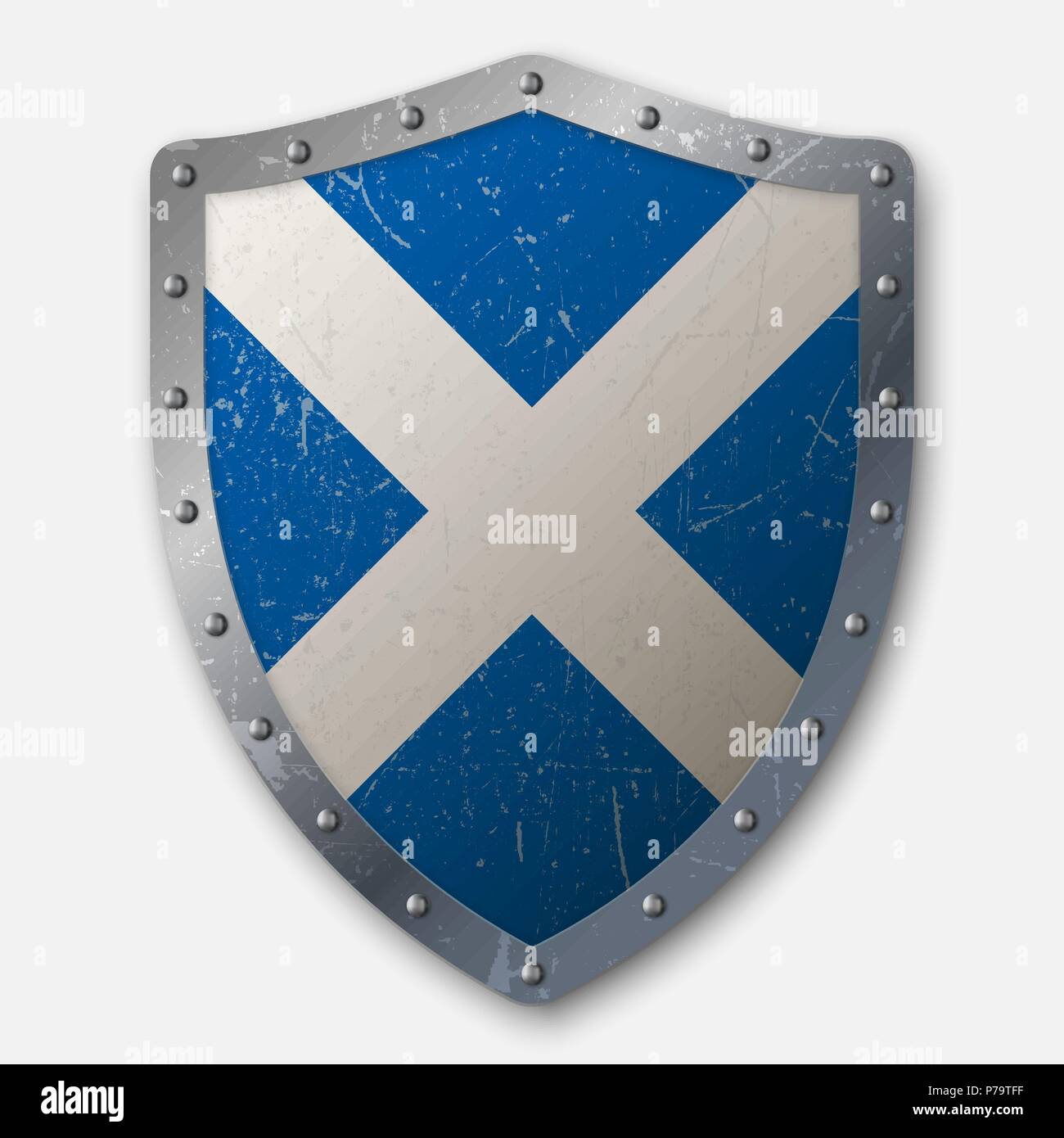 Old Shield with Flag of Scotland. vector illustration Stock Vector ...