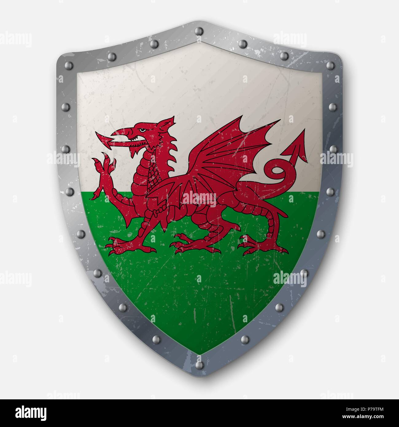 Old Shield with Flag of Wales. vector illustration Stock Vector Image ...