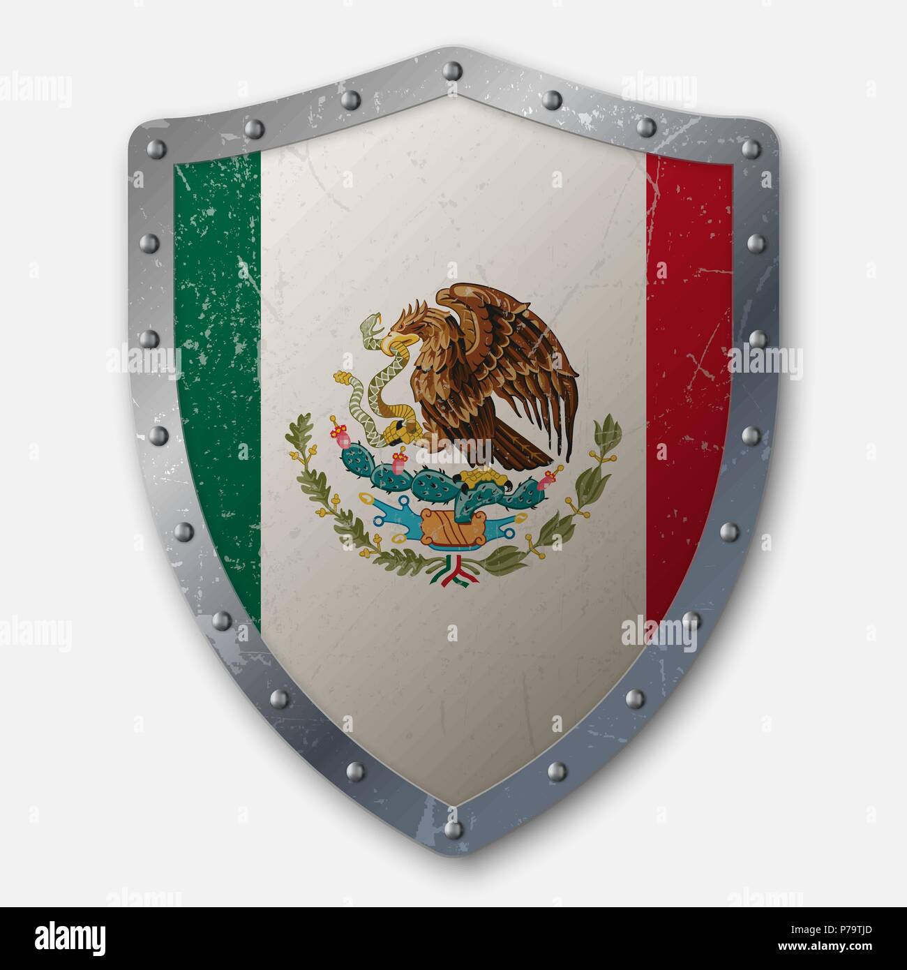 Old Shield with Flag of Mexico. vector illustration Stock Vector Image ...