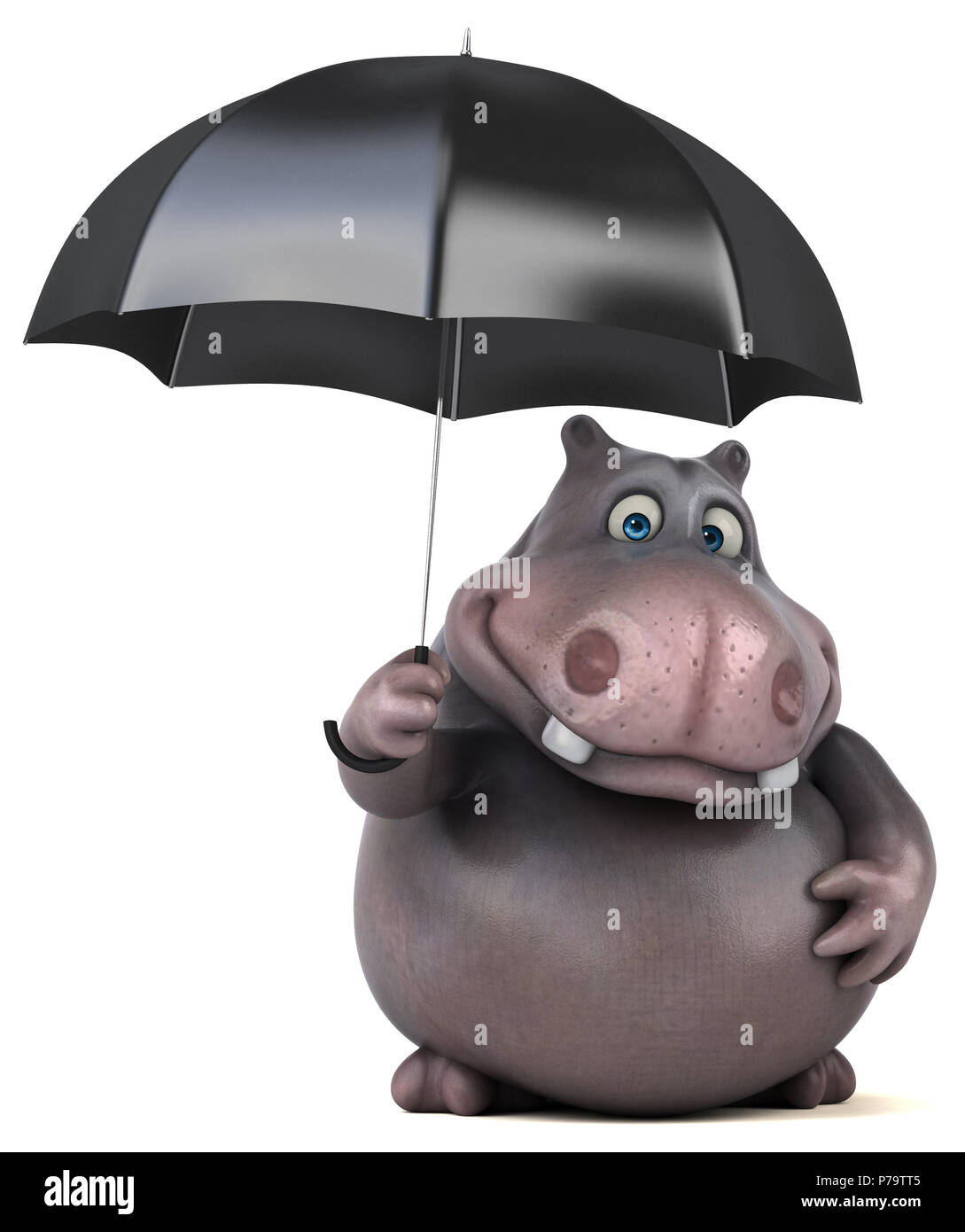 Fun hippo - 3D Illustration Stock Photo - Alamy