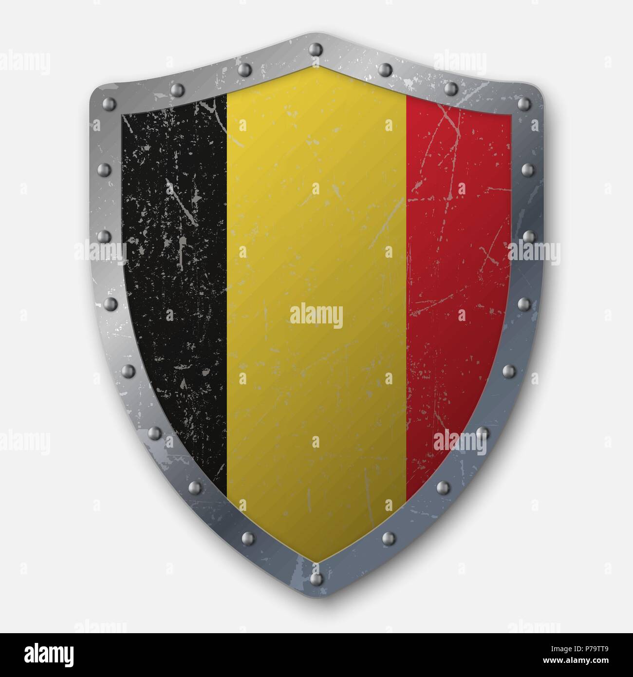 Old Shield with Flag of Belgium. vector illustration Stock Vector Image ...