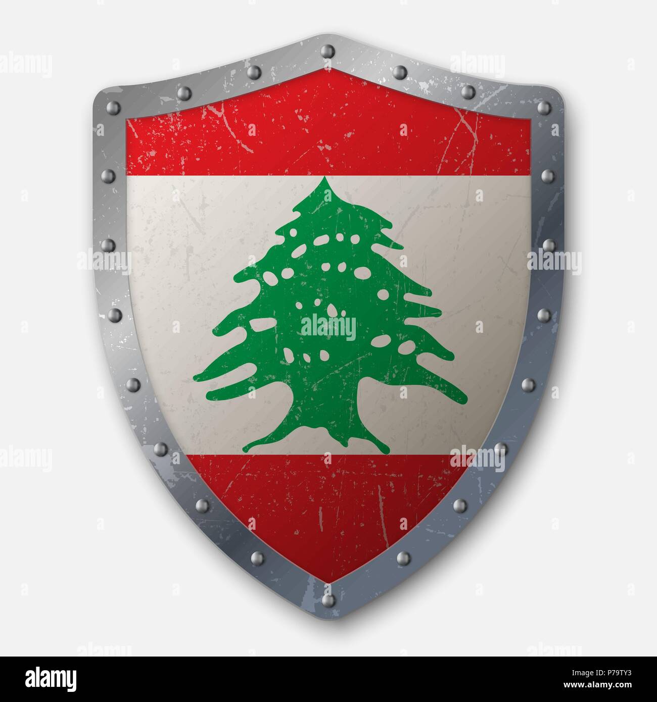 Old Shield with Flag of Lebanon. vector illustration Stock Vector Image ...