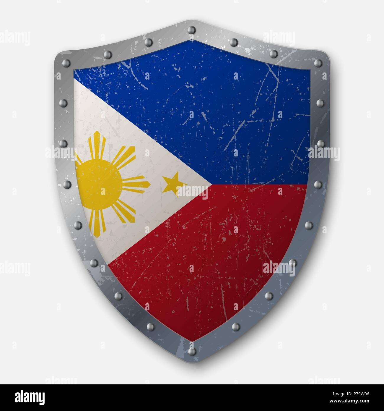 Old Shield with Flag of Philippines. vector illustration Stock Vector ...
