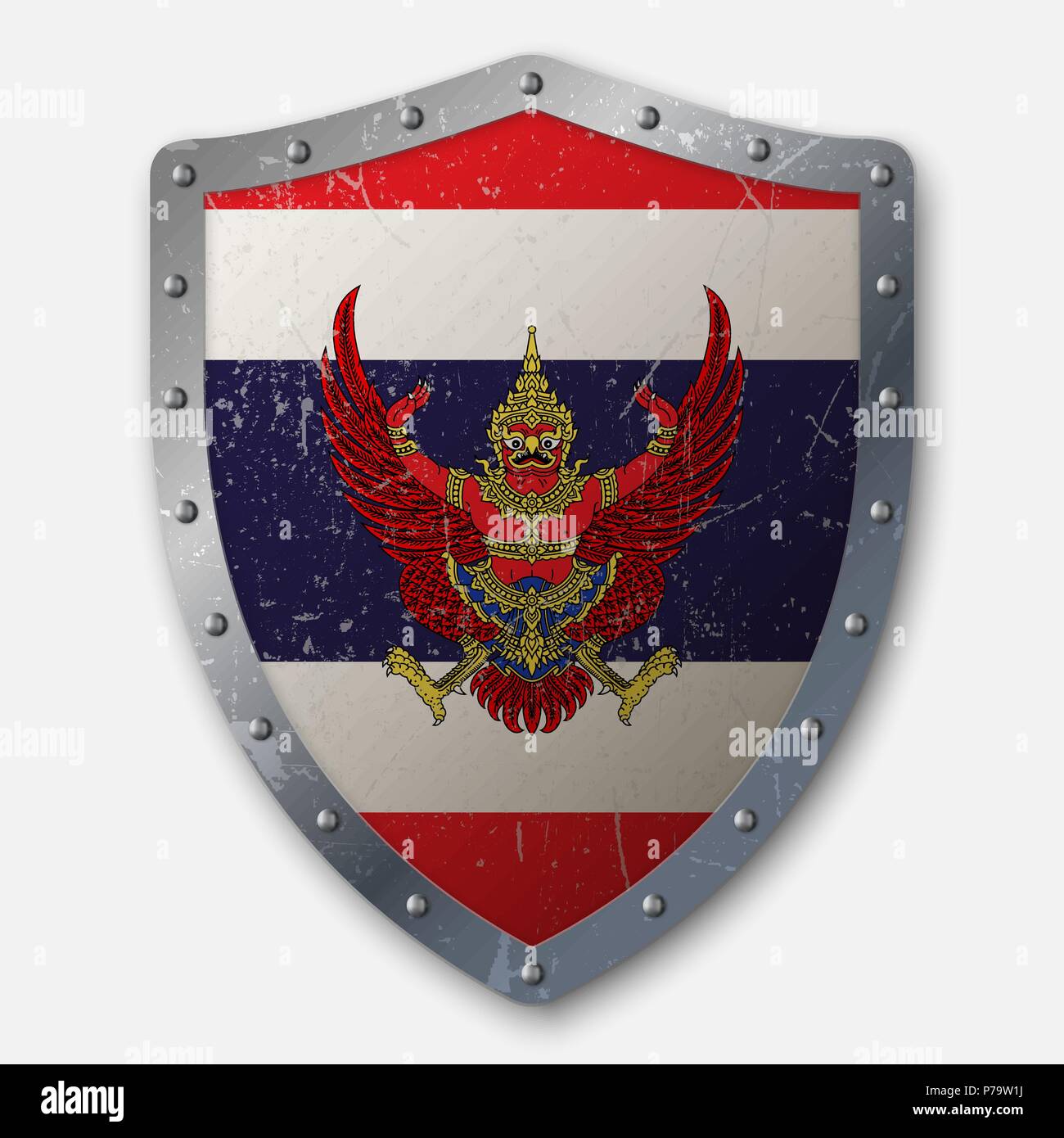 Old Shield with Flag of Thailand. vector illustration Stock Vector ...