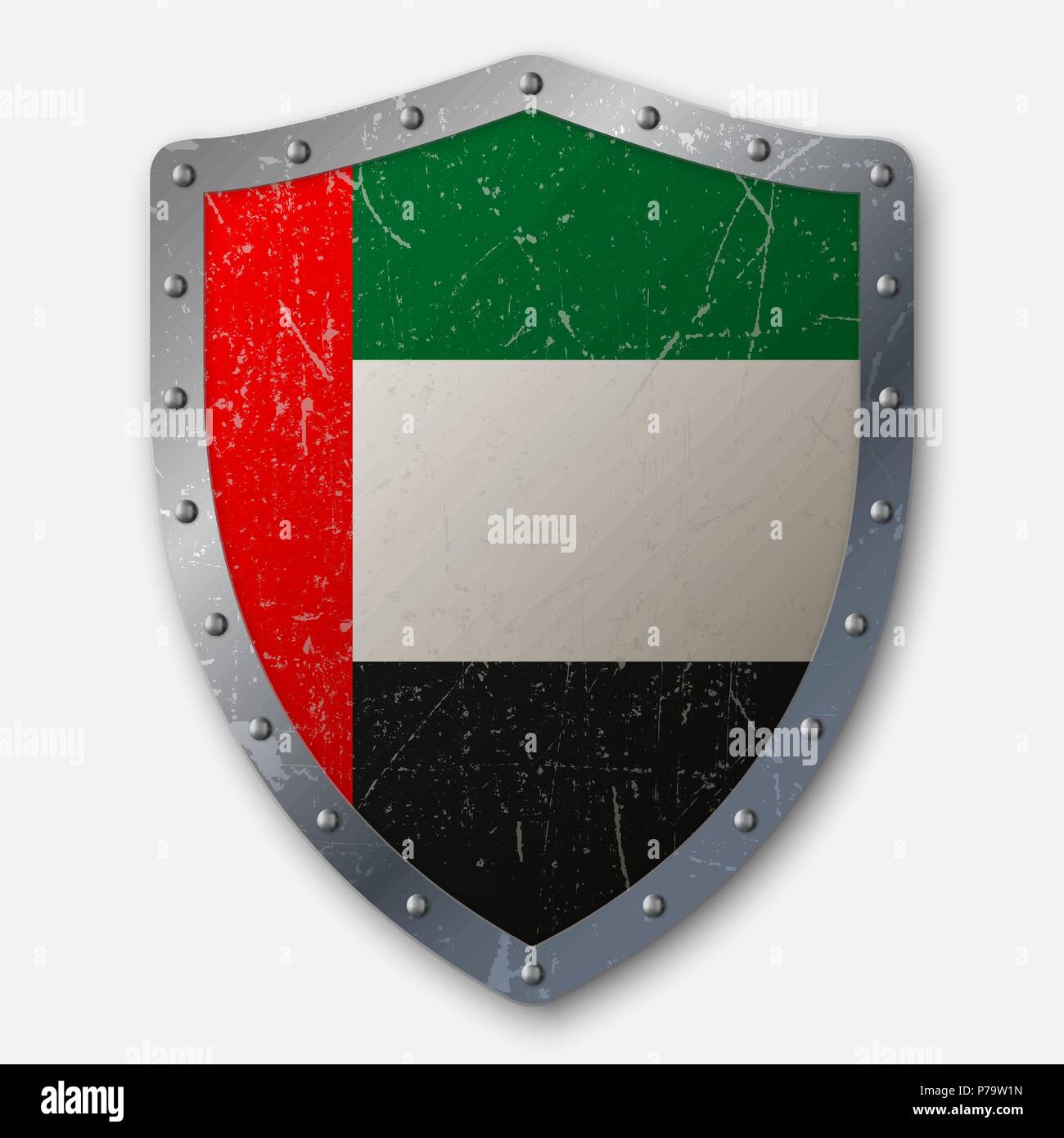 Old Shield with Flag of United Arab Emirates. vector illustration Stock ...