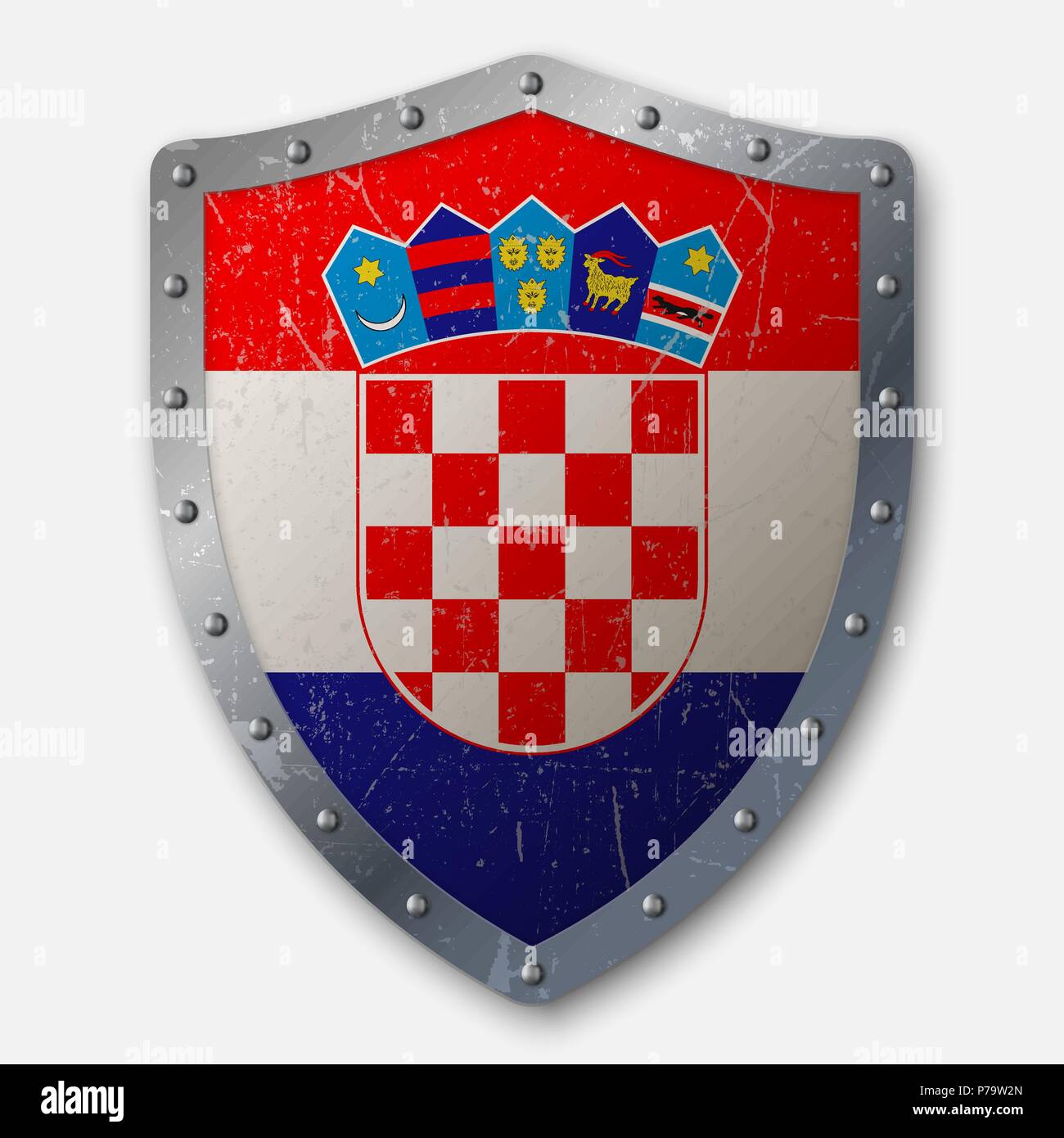 Old Shield with Flag of Croatia. vector illustration Stock Vector Image ...