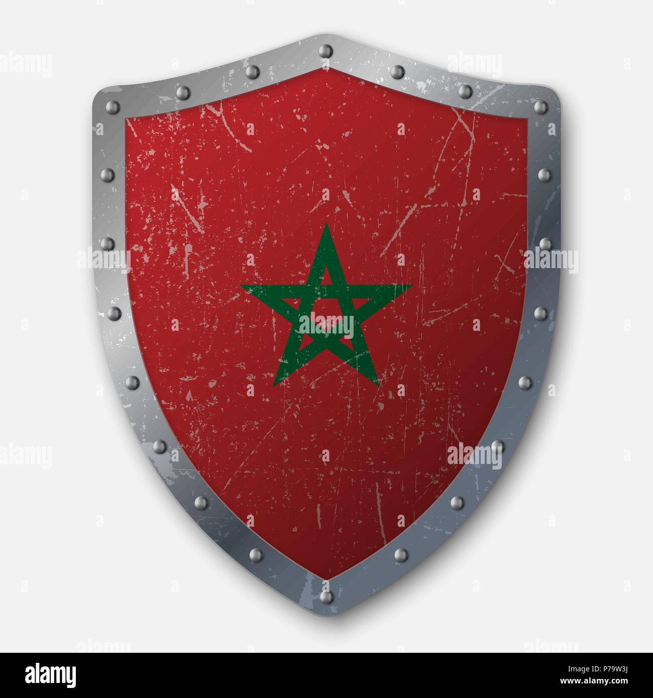 Old Shield with Flag of Morocco. vector illustration Stock Vector Image ...