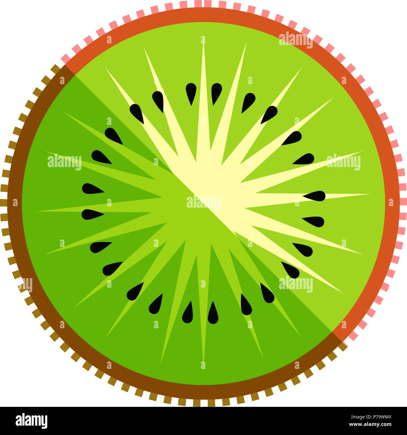 Kiwi fruit or kiwifruit slice vector in flat design style isolated ...