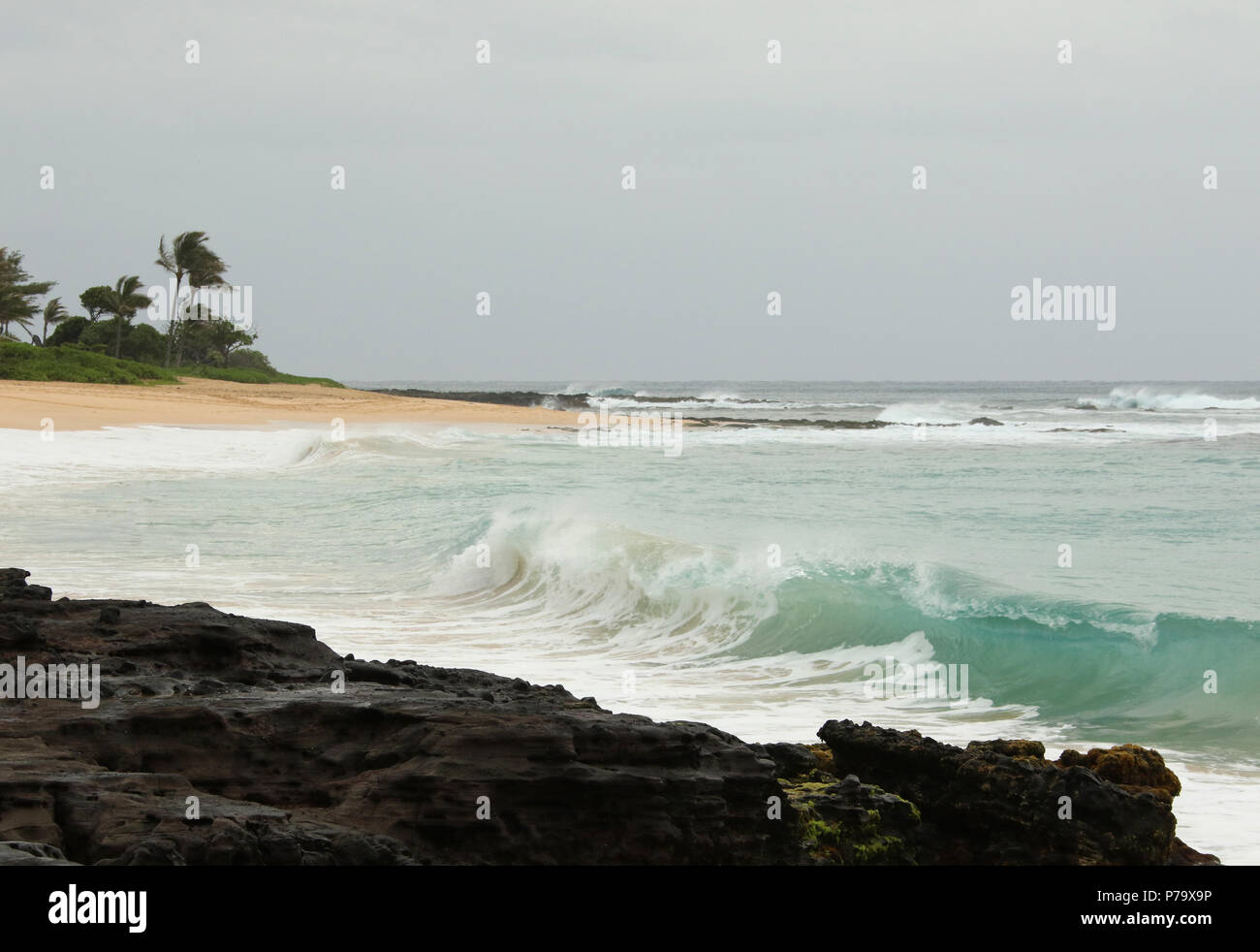 Scene at Sandy Beach. Sandy Beach, Halona Cove, Oahu Island, Hawaii ...