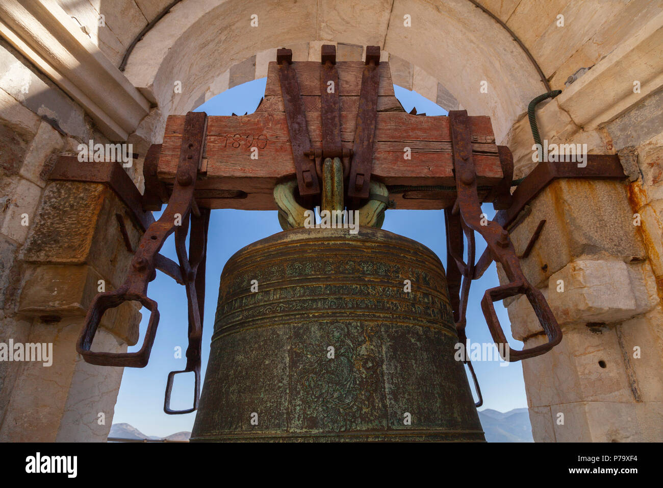 Bell Atop Bell Tower Leaning Tower of Pisa Stock Photo - Alamy