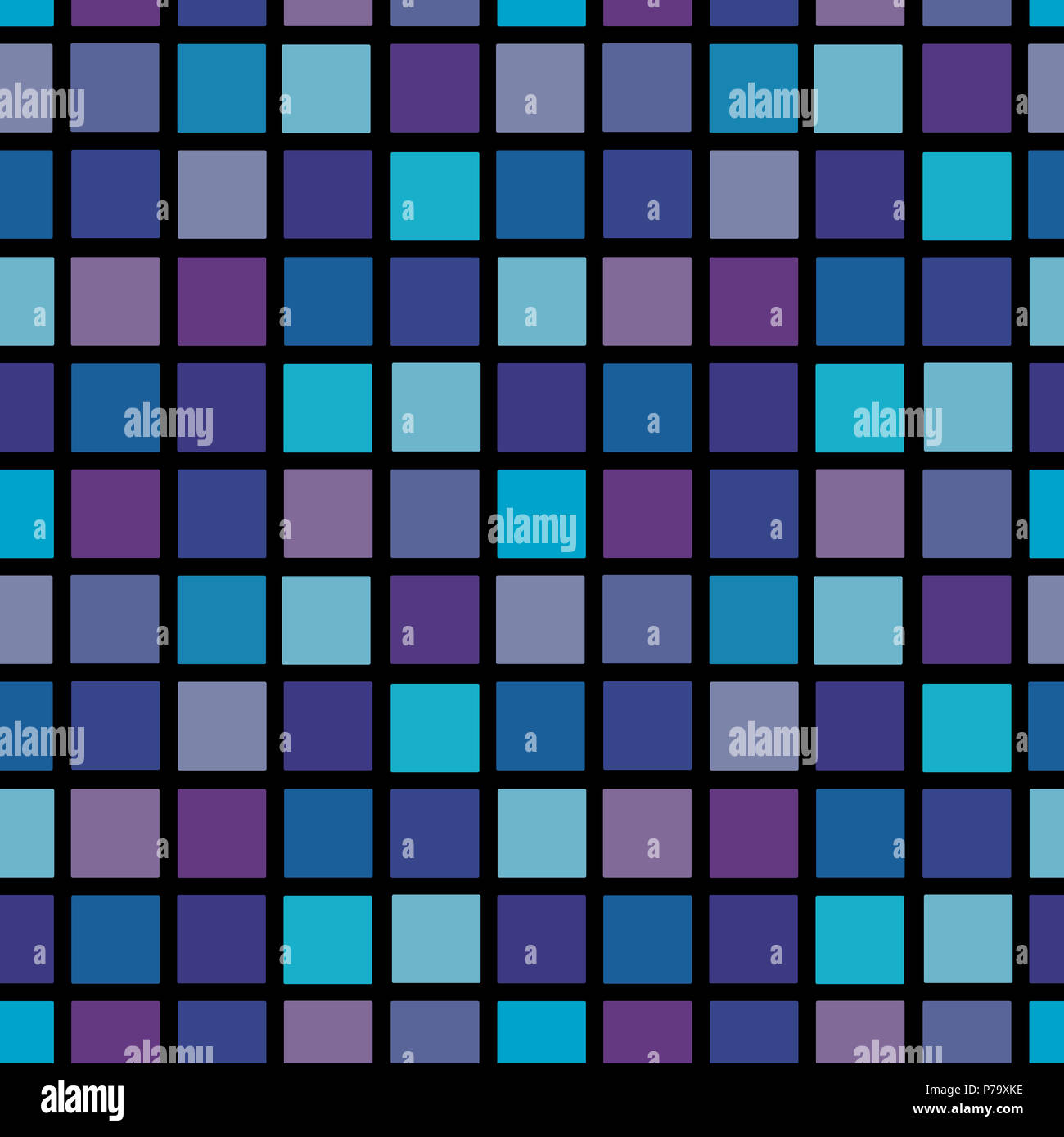Geometric Square Seamless Pattern in Popular Shades of Blue on Black ...