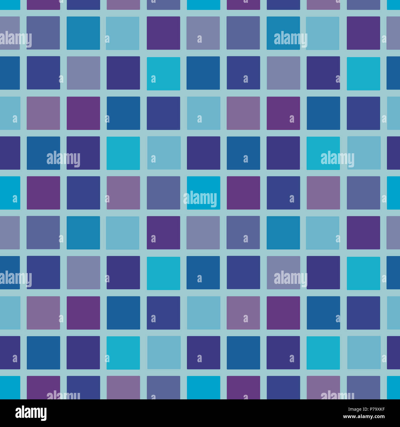 Geometric Square Seamless Pattern in Popular Shades of Blue on Light ...