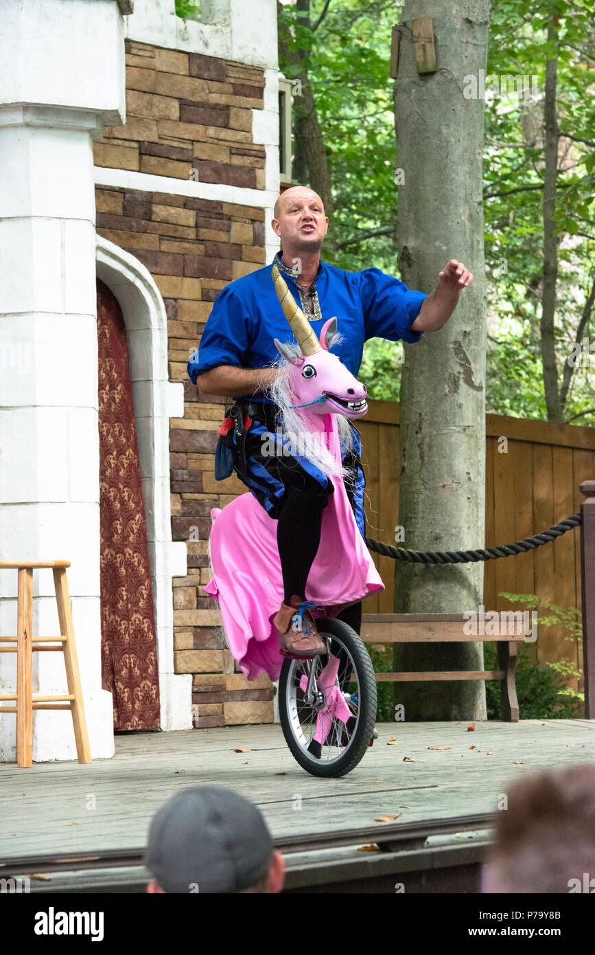 Maryland Renaissance Festival comic entertainer and juggler onstage and ...