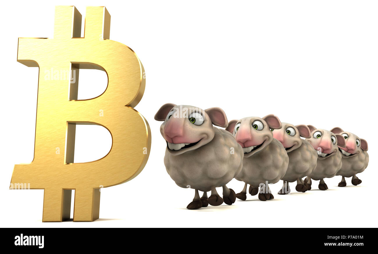 Sheep and bitcoin - 3D Illustration Stock Photo - Alamy
