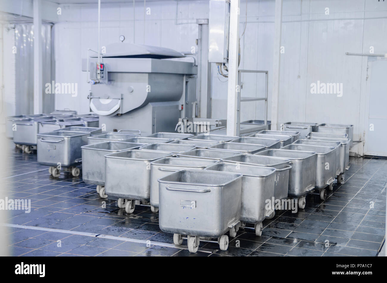 A trolley for transportation of meat. The steel capacity of the meat ...