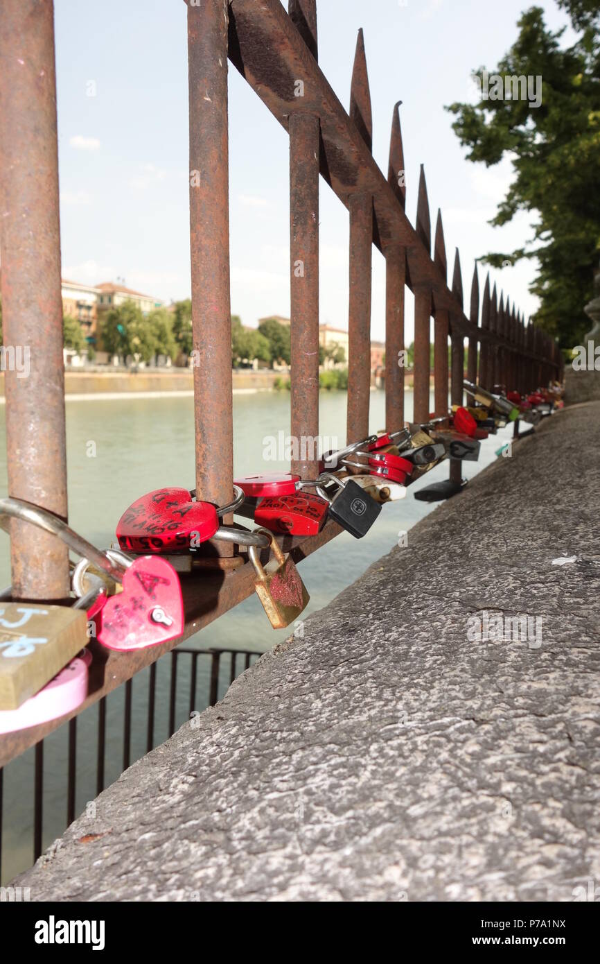 Padlocks of love on railing Stock Photo - Alamy