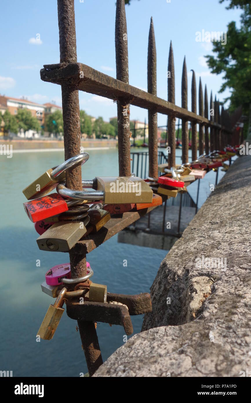 Padlocks of love on railing Stock Photo - Alamy