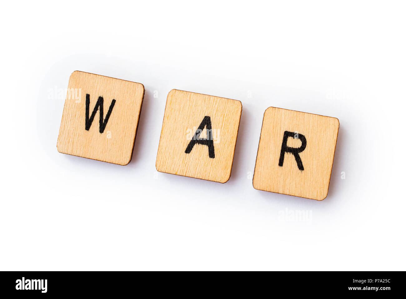 The word WAR, spelt with wooden letter tiles Stock Photo - Alamy