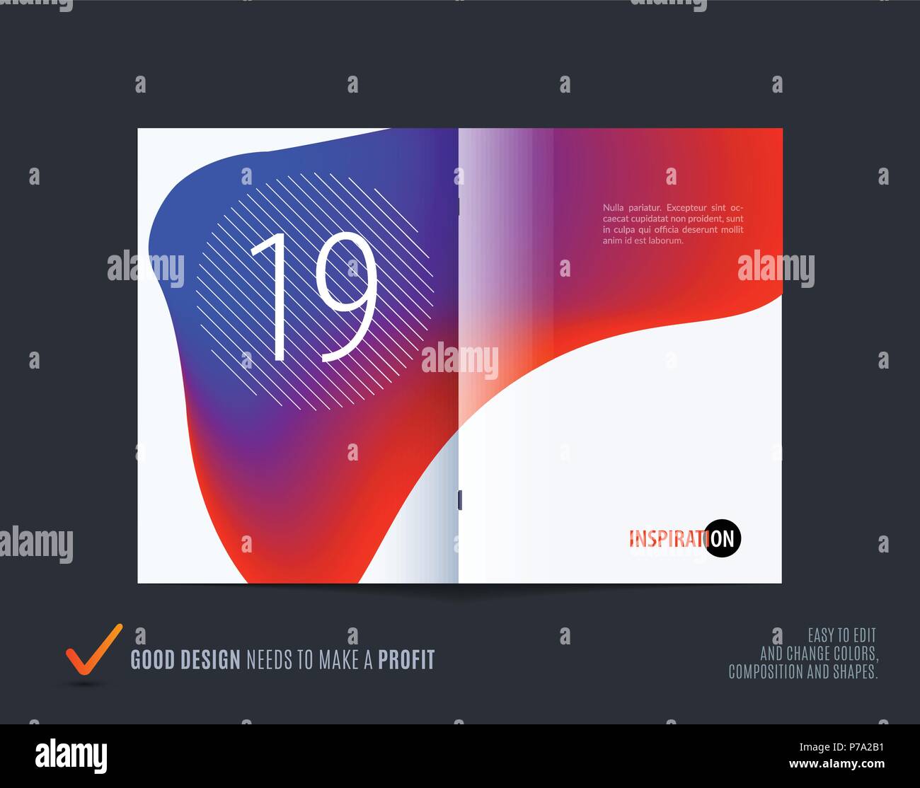 Abstract double-page brochure design fluid style with colourful liquid ...