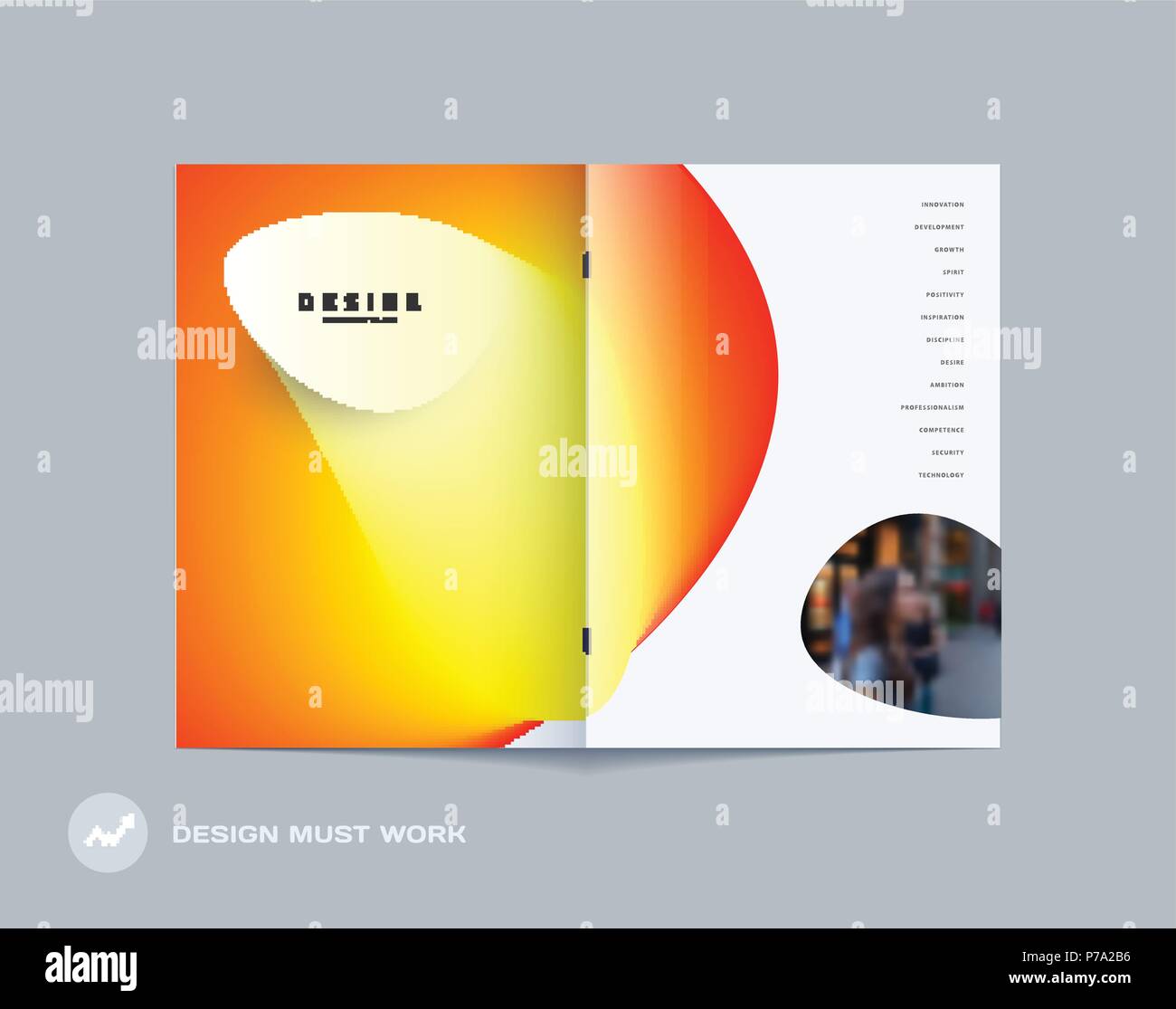 Abstract double-page brochure design fluid style with colourful liquid ...